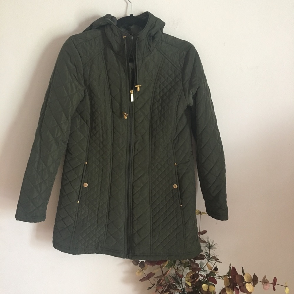 Beacan Cove Green Quilted Jacket Coat - Gem
